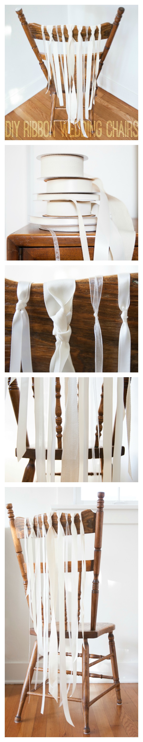 DIY White Ribbon Wedding Chairs - Rustic Wedding Chic