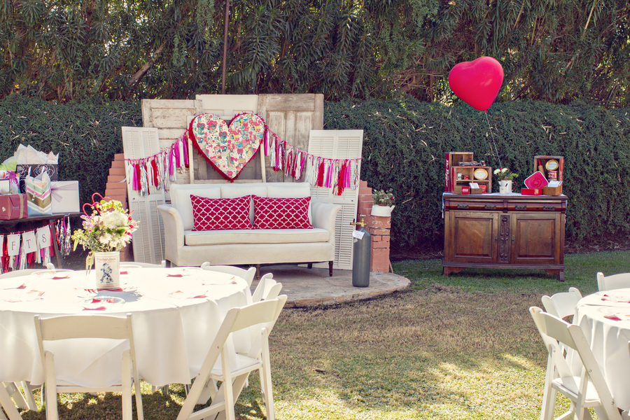 Vintage Looking Red Heart Bridal Shower - Rustic Wedding Chic