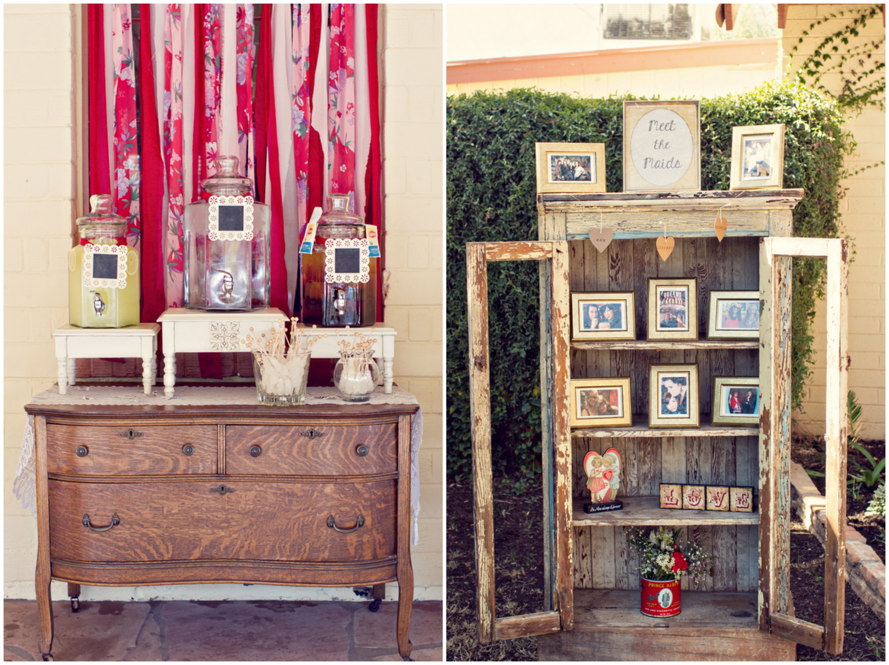 Vintage Looking Red Heart Bridal Shower - Rustic Wedding Chic